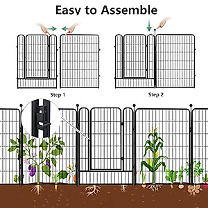 Decorative Garden Fence with Gate Fencing for Yard 40in(H) x 18ft(L) Metal Garden Fencing Temporary Camping Fence Outdoor Dog Playpen Garden Fence Animal Barrier Rustproof No Dig Garden Border