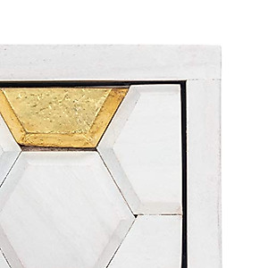 Safavieh Home Office Collection Raveena White Wash and Brass 1-Drawer Hairpin Leg Desk, 0