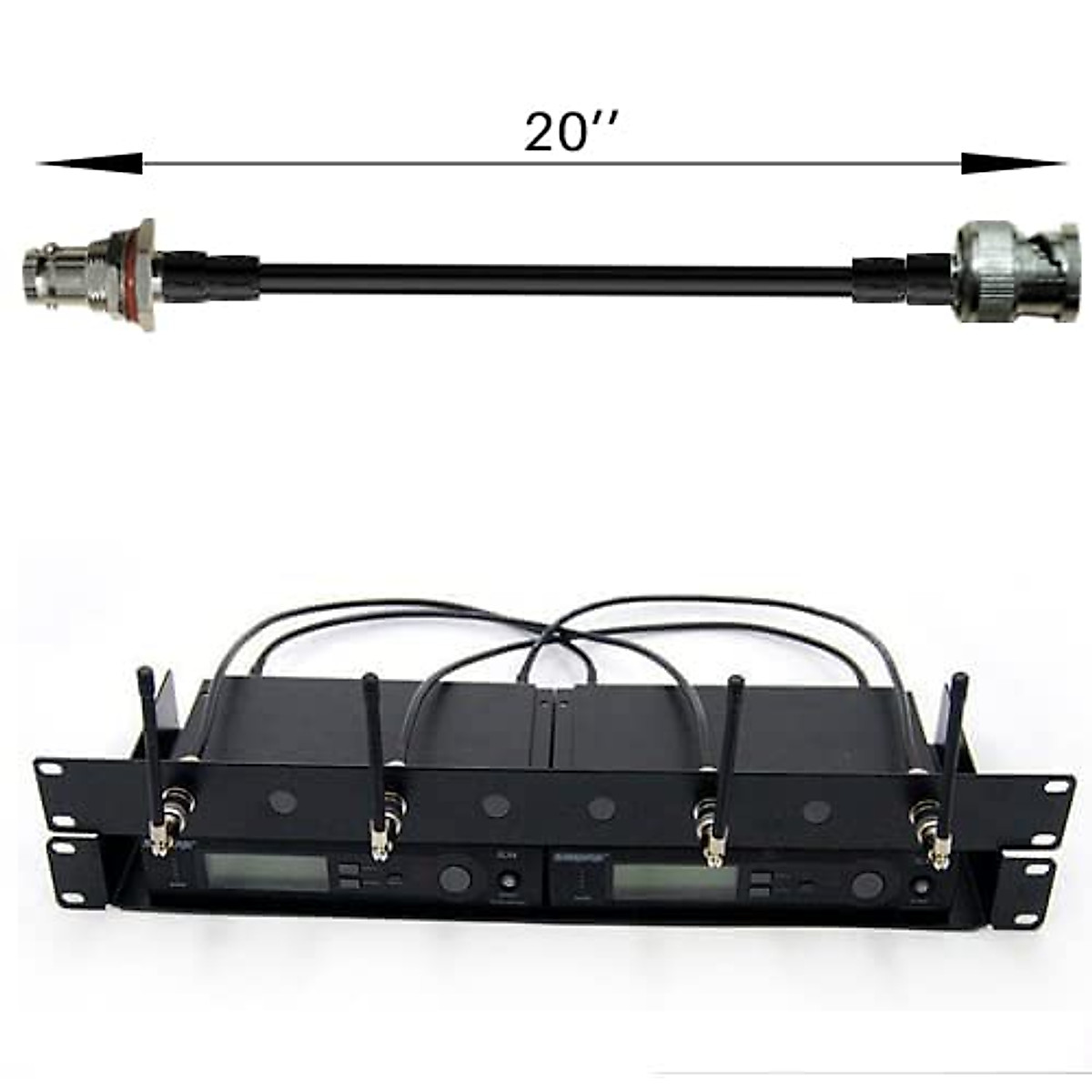 RhymKawa RK Antenna Extension Cable with BNC and Bulkhead Connector for Wireless Microphone Combination System, Lenght 20‘’ (4 Pack)