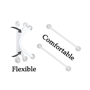 Ruifan 5 Pieces Pregnancy Sport Maternity Clear Flexible Bioplast 14G Belly Navel Button Ring Cartilage Earring Industrial Barbells Body Jewelry Piercing Retainer 1.5Inch (38mm)