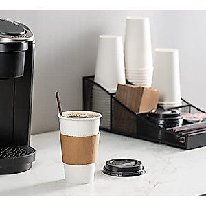 Comfy Package [100 Sets - 16 oz. Disposable Coffee Cups with Lids, Sleeves, Stirrers - To Go Paper Hot Cups