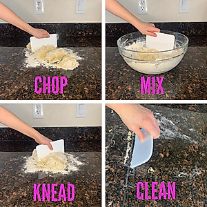 ROYALTY ESSENTIALS Dough Scraper Bowl Food-safe Plastic Dough Cutter Flexible Bench Multipurpose Food Scrapers for Bread Dough Cake Fondant Icing 2 Pack