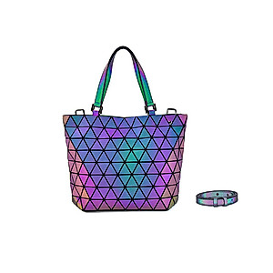 Geometric Luminous Purses and Handbags Holographic Reflective Crossbody Bag Irredescent Flash Rainbow Tote (MO.3)