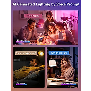 Lepro B1 AI Smart Light Bulbs - Dimmable Bluetooth LED Bulb with App Control, AI Generated Lighting LLM, AI Voice Control, Music Sync, RGBWW Color Changing Lights Bulb for Home, Party, 4 Packs