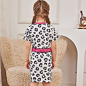 L.O.L. Surprise! Girls Short Sleeve Black White Leopard Long Sweatshirt Dress Girls T-shirt Dress 6-7 Years