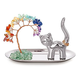 INNOLITES Cat Lover Gifts for Women - Cat Ring Holder Ring Dish - Jewelry Dish Trinket Tray - Cat Themed Gifts for Cat Mom, Woman Birthday Christmas Valentines Mothers Day Gift for Her, Friend, Wife