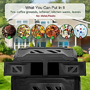 LUCKYERMORE Tumbling Composter 42 Gallon Compost Tumbler Outdoor Compost Bin Dual Chamber Composting Tumblers BPA Free Material with Secure Sliding Doors for Garden Yard Outdoor