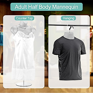 Sintuff 4 Pack Male and Female Mannequin Torso with Stand Dress Form Hollow Back Shirt Mannequin Display Half Body Mannequin for Clothes White Clothing Mannequin for Craft Shows, S-Medium Clothes Size