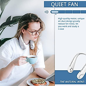Peiyuu Portable Neck Fan,Wearable Hands Free Fan, Quiet Design 3 Speed Fan,Bladeless,Rechargeable, Lightweight,Headphone Design,4002 mAh Battery USB Powered Desk Fan-Ivory