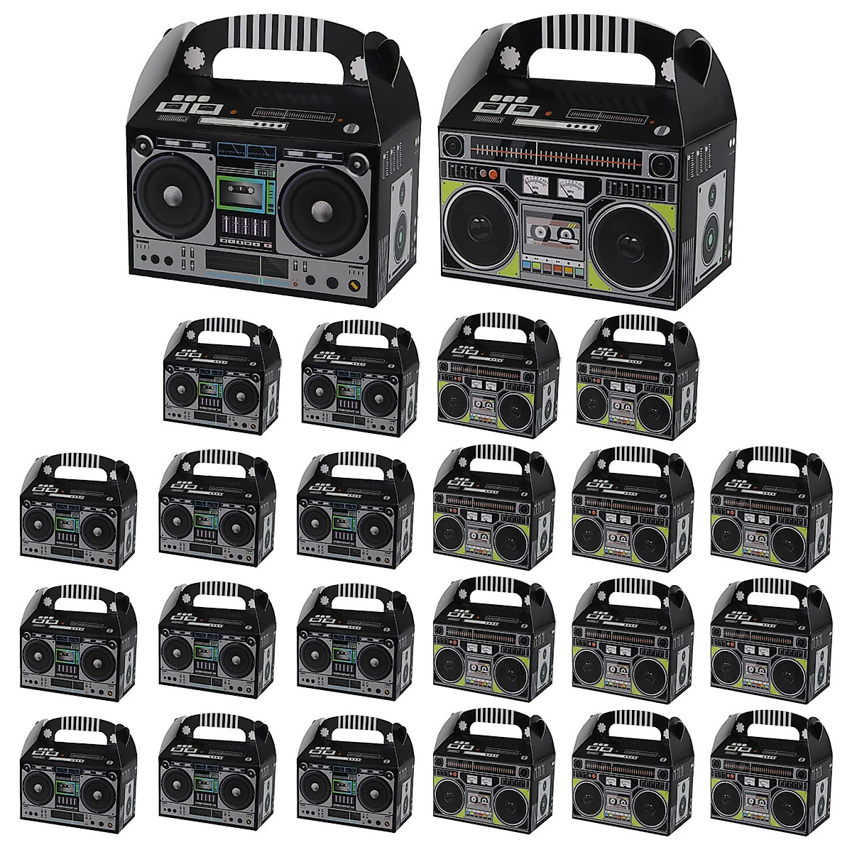 80s Party Favors Boxes – 24-Pcs 80s 90s Party Favor Boxes – Durable and Thick Cardstock Paper – Boom Box Retro Bulk Party Favor Boxes – Favor Box Set for Bachelorette Parties, Bridal Shower, Party