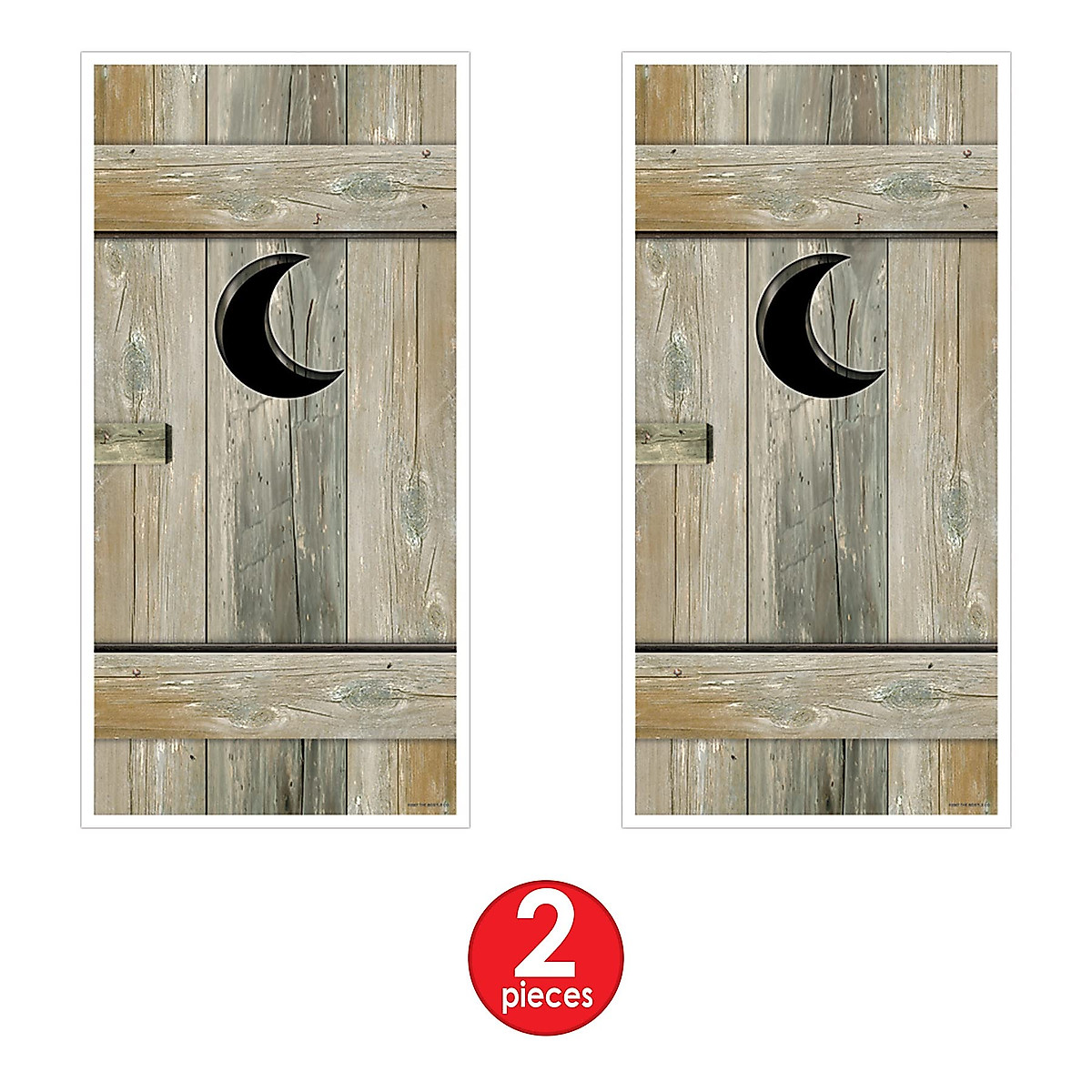 Beistle Plastic Outhouse Door Covers, 5’ x 30", Set of 2 - Rustic Desert-Themed Bathroom Decoration for Country Cowboy Setting, Old Wild West Parties, Western Party Décor