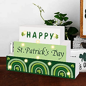 St Patricks Day Decorations, LED St Patricks Wood Block Sign, St Patrick Rustic Letters, Farmhouse Home Table Centerpiece Decor,St Patricks Day decor Tiered Tray, Tables, Mantel Decor,St Patricks Day Gift