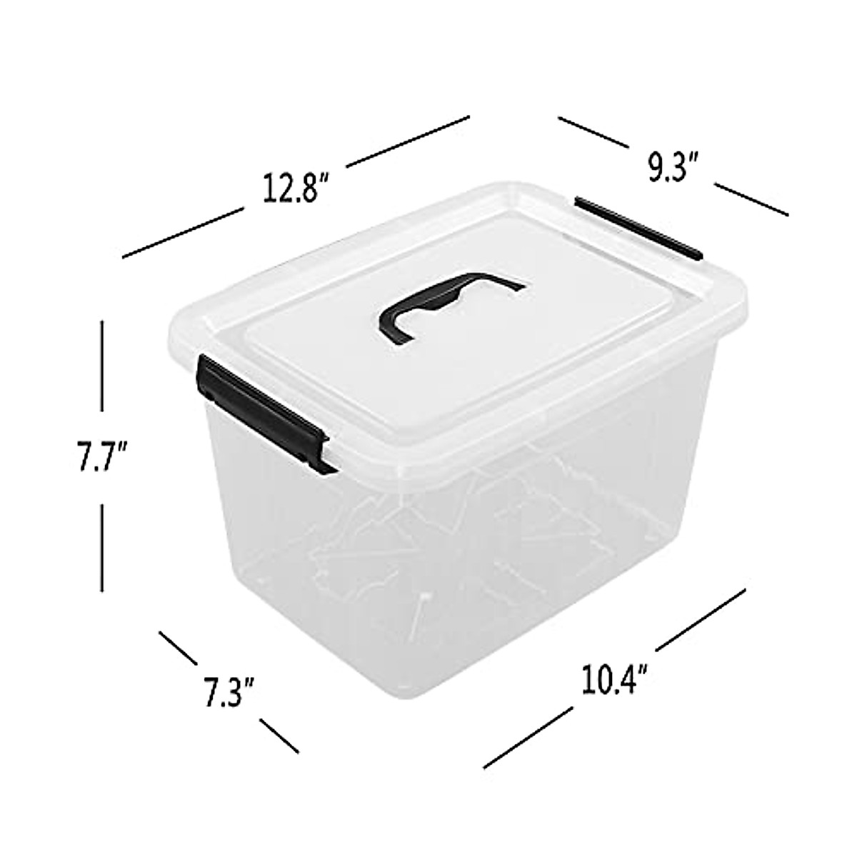 Cand 12 Quart Plastic Latching Box, Clear Storage Bin with Lid, 6 Packs