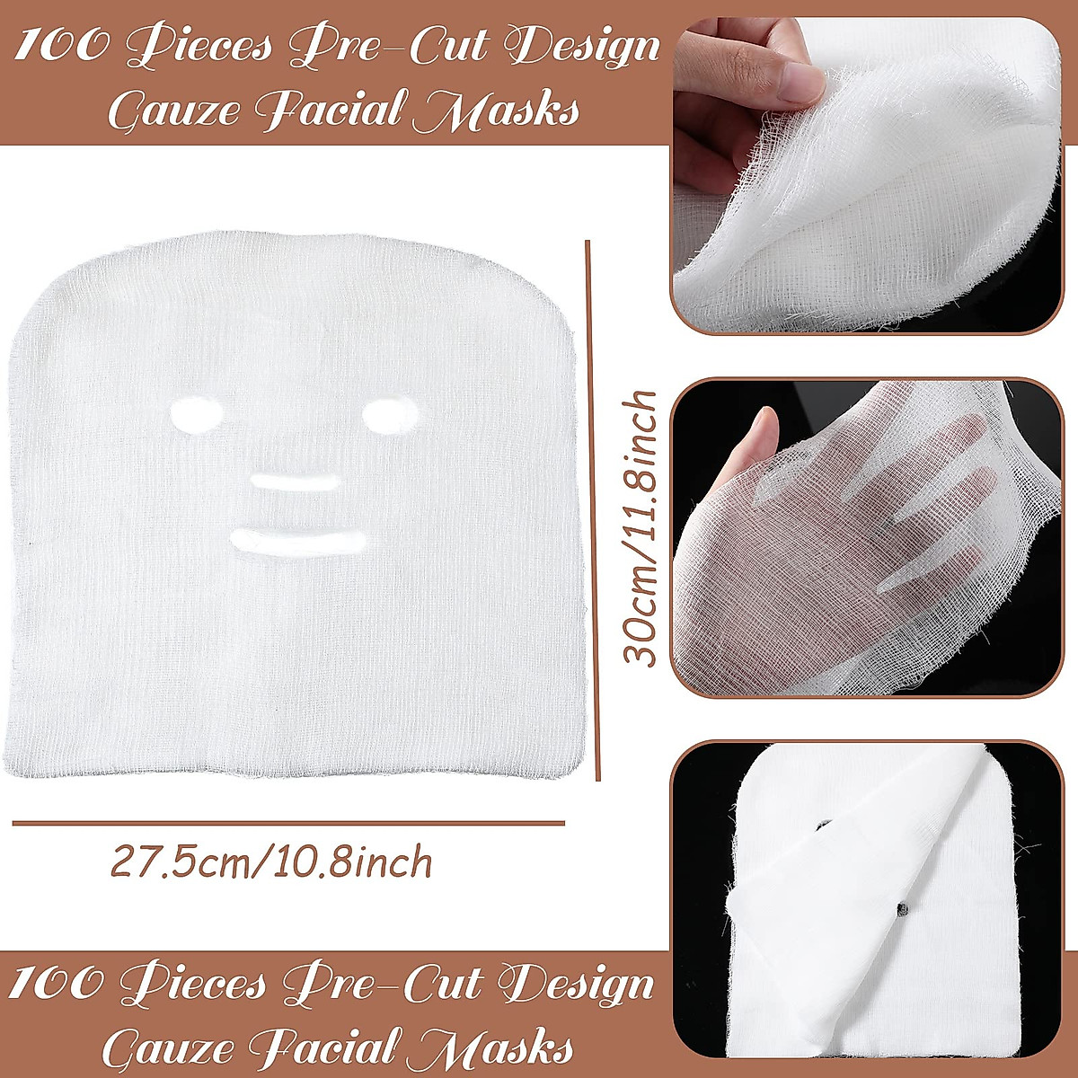 Leelosp 100 Pieces Gauze Mask Large Precut Gauze Face Masks Soft Pads White Net Natural Spa Skin Paper Sheet for Home Beauty Salon DIY Mesh Face Care Beauty Salons
