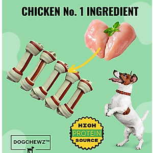 DOGCHEWZ™ Rawhide Free Knotted Bone Dog Chew Treats for Small & Medium Dogs - Size 5 inches (5 Count/Bag) - Chicken Flavored - Gluten Free