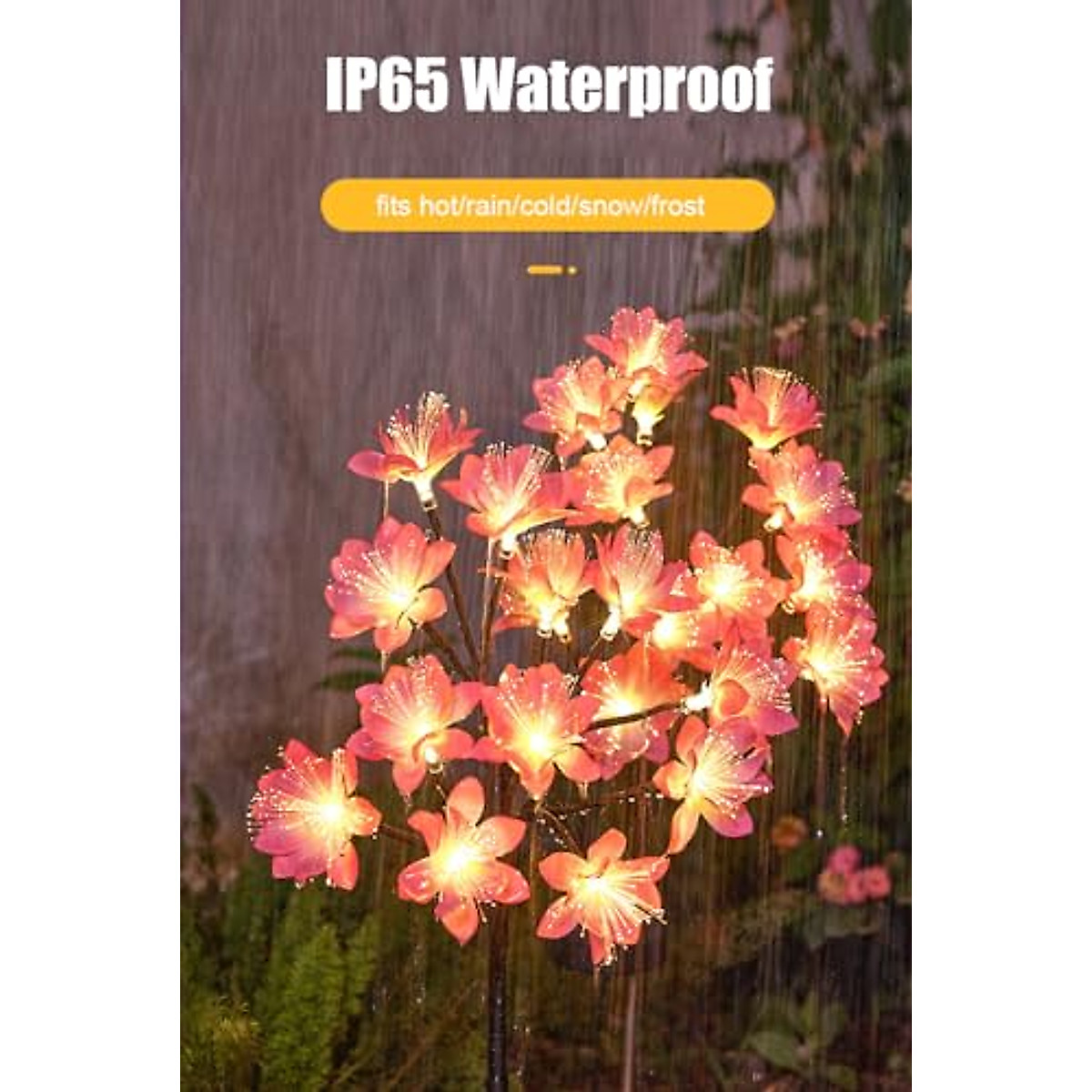 SNUGBERI 2 Pack Outdoor Solar Camellia Lights with 20 Head Flower, Color Changing LED Camellia Flower Landscape Pathway Lights Waterproof Solar Flower Lights for Garden Patio Yard Lawn