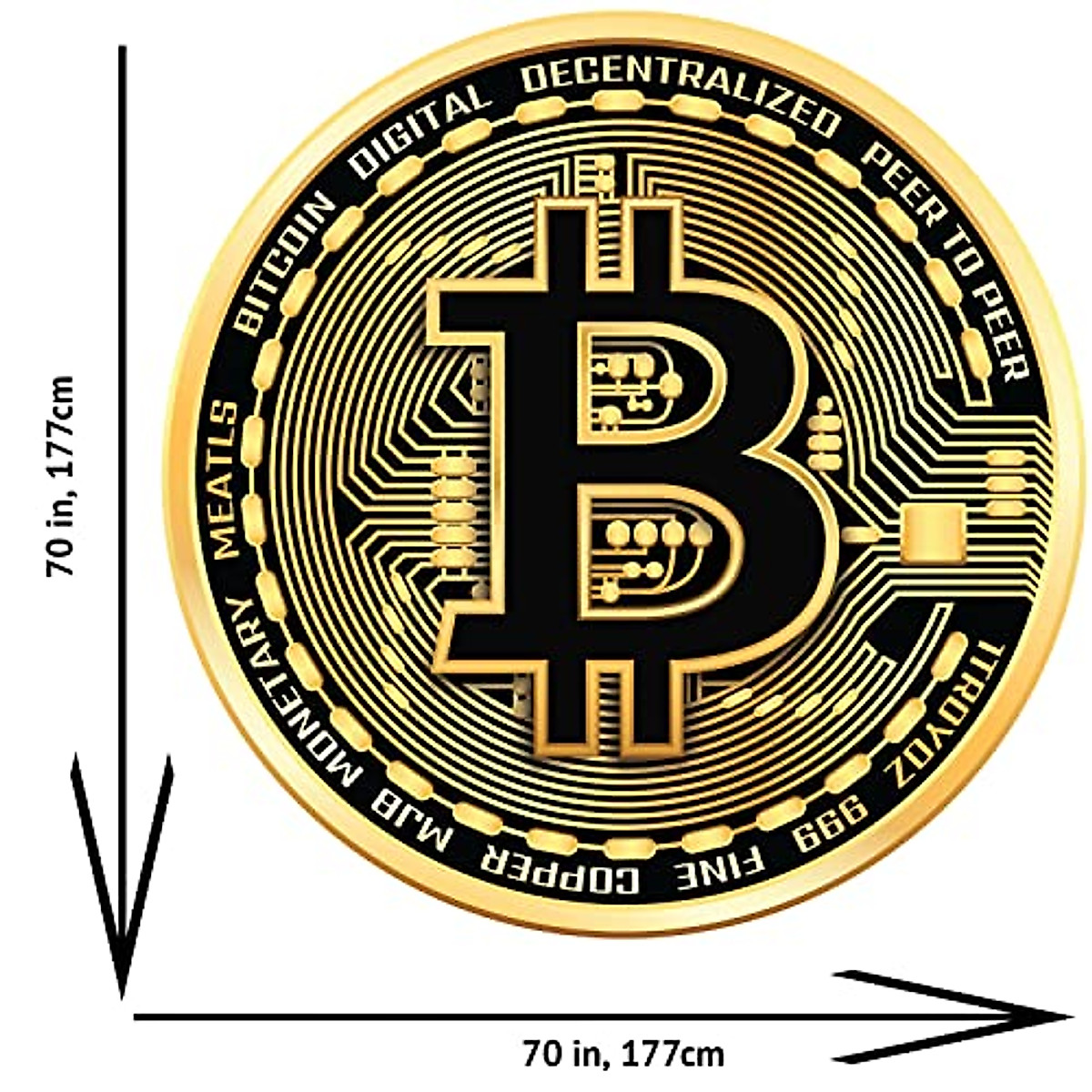 Bitcoin Cryptocurrency Coin Round Blanket- Physical Bitcoin Gift Item from The Crypto Coins Collection - 70 inch Super Soft Fleece Throw Bitcoin Blanket