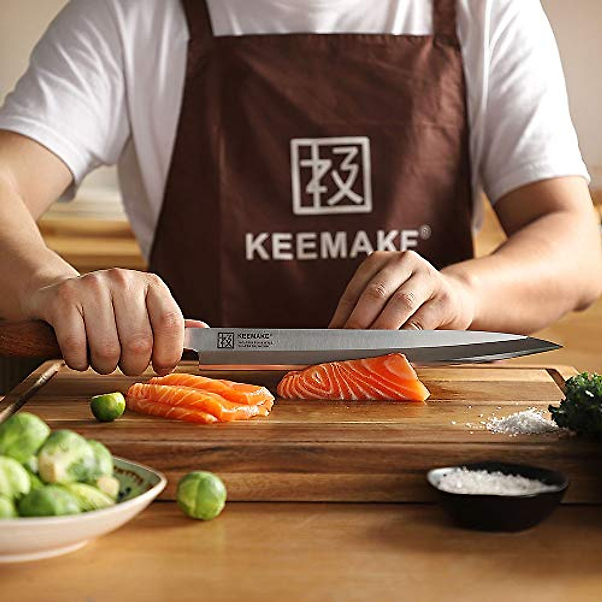 KEEMAKE Sashimi Sushi Knife Japanese 10.5 inch Yanagiba Knife,Japanese VG10 Stainless Steel Single Bevel Blade, Perfect Rosewood Handle Filleting & Slicing Knife