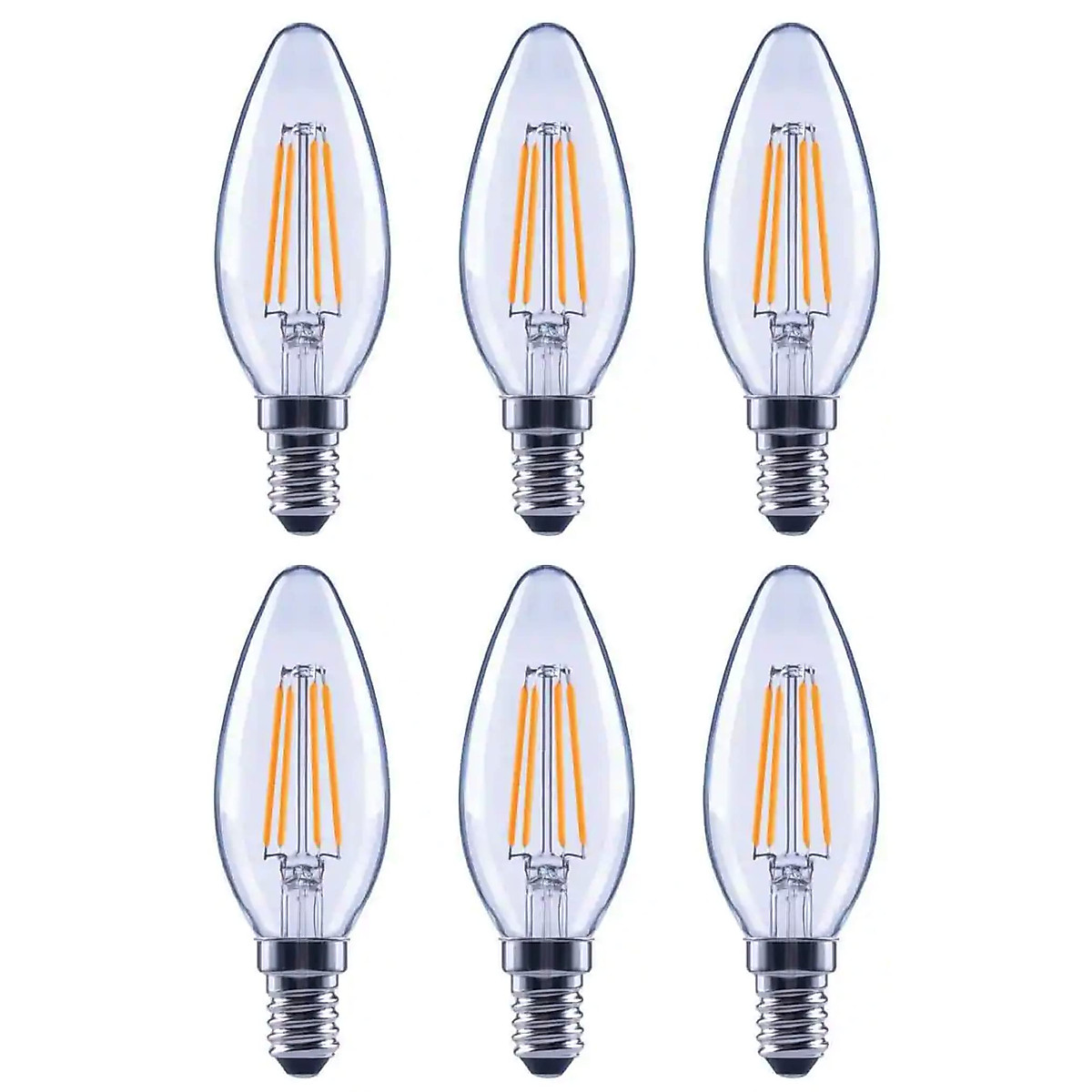EcoSmart 60-Watt Equivalent B11 Dimmable Energy Star Clear Glass Filament LED Vintage Edison Light Bulb Bright White (6-Pack)