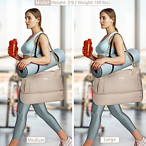 ETRONIK Gym Bag for Women, 55L Travel Duffel Bag with USB Charging Port, Weekender Overnight Bag with Wet Pocket and Shoes Compartment for Women Travel, Large Size (Khaki)