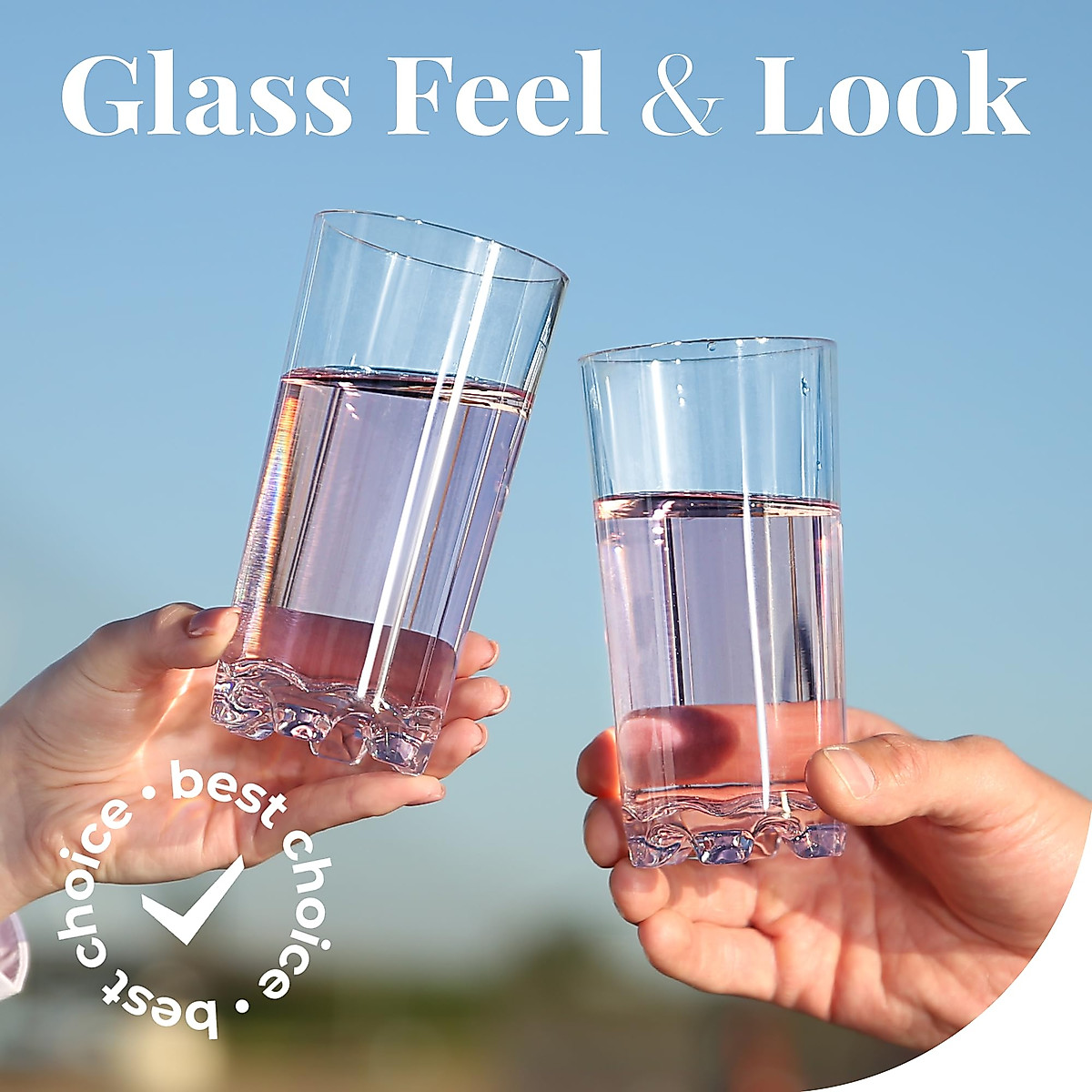 Vivocci Unbreakable Tritan Plastic Water Drinking Glasses Set of 6 - Ideal for Juice Beverages & Cocktails - Shatterproof Glassware - Highball Tall Clear Cup Tumblers - Dishwasher Safe Drinkware 12 oz