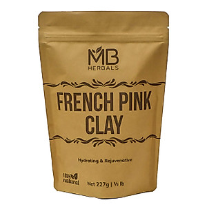 MB Herbals French Pink Clay 8 oz / 0.5 LB | Montmorrillonite Pink Clay (French Rose Clay) | Mild, Hydrating Clay for Sensitive, Matured & Acne-Prone Skin - Packing May Vary