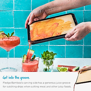 Dreamfarm Set of Fledge Bamboo | Two Double Sided Cutting Boards with Juice Grooves | With Non-Slip Rubber Feet | Transport & Serve Food from Counter to Pot with Flip Up Edges | Bamboo