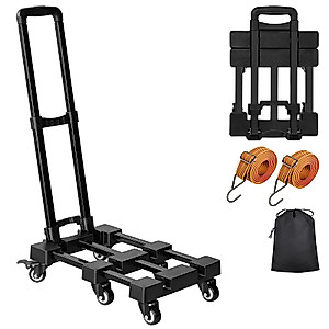 KEDSUM 90&150° Folding Hand Truck, 500lbs Heavy Duty Dolly Cart, Portable Luggage Cart with 6 Solid Construction Wheels, Collapsible Foldable Hand Cart for Shopping, Travel, Moving and Office Use