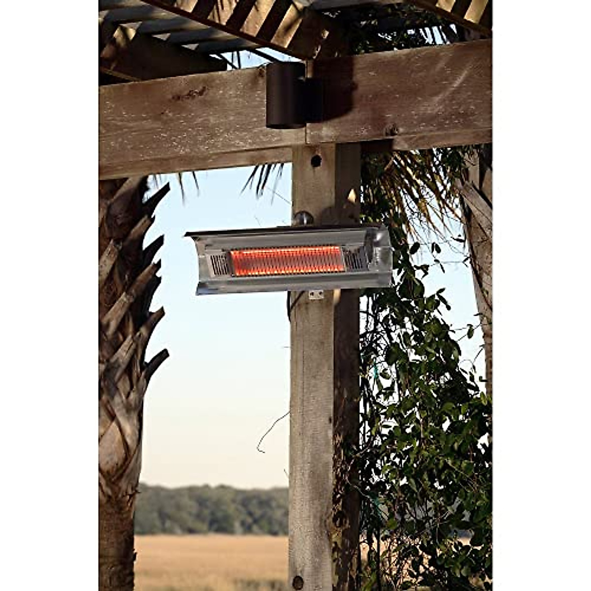 Fire Sense 02110 Wall Mounted Infrared Patio Heater 1500 Watts Weatherproof Lightweight for Indoor Outdoor Use 6 Foot Non Retractable Electrical Cord Mounting Bracket - Stainless Steel