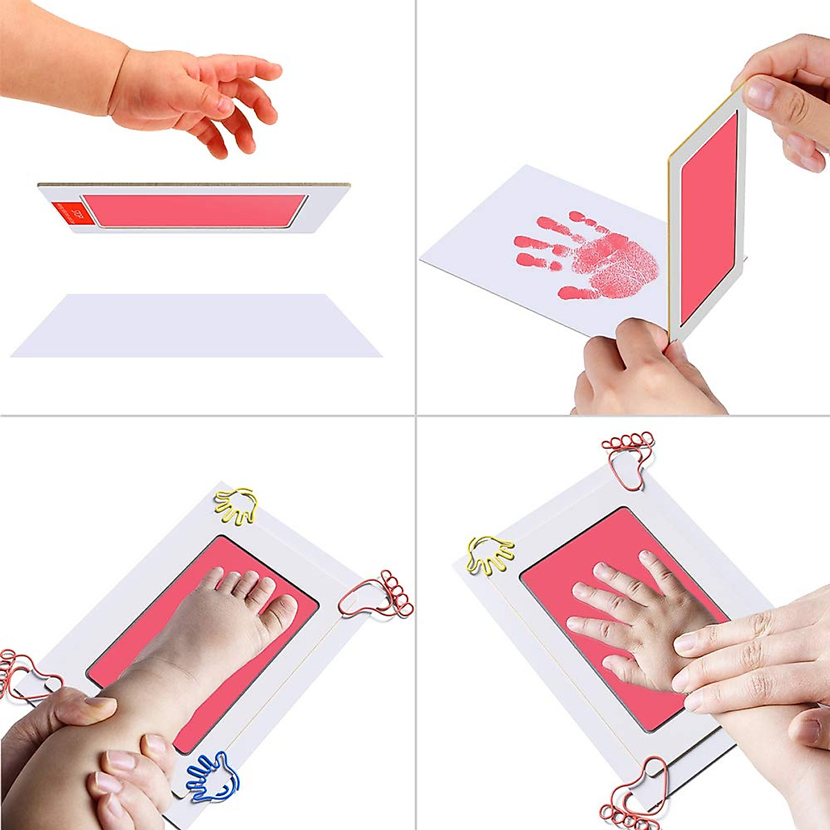 Clean Touch Ink Pad for Baby Handprints and Footprints, PChero Inkless Print Kit for Family Keepsake Newborn Shower Gifts