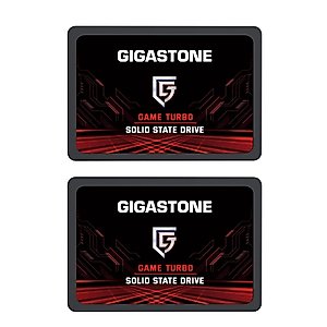 Gigastone SATA SSD 512GB (2-Pack) 2.5 inch SSD 550MB/s Upgrade Laptop PC Memory and Storage PS4 HDD Replacement 2.5" Internal Solid State Hard Drives SATA III SLC Cache 3D NAND Game Turbo Performance