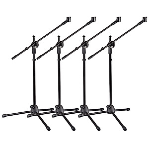 AW 4-Pack Adjustable Microphone Stand Boom Arm Mic Mount Quarter-turn Clutch Tripod Holder Audio Vocal Singing Speech Stage Outdoor Activities Stage