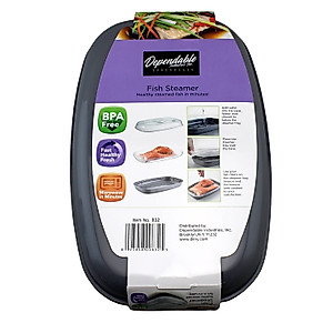 Dependable Industries inc. Essentials Microwave Fish Vegetables and Pasta Steamer BPA Free Cooks Healthy Steamed Fish in Minutes
