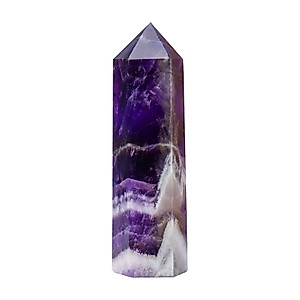 Apengshi Amethyst Healing Crystal Tower 2.75-3.14" Crystal Wand Natural Gem Stone 8 Faceted Single Point Chakra for Home Decoration