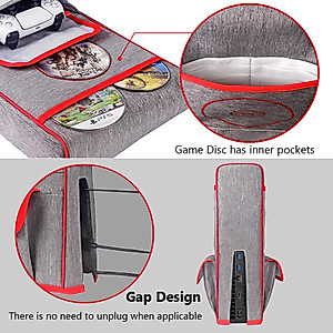 Eyglo Anti-Dust Cover for PS5 Sony PlayStation 5 Console Protective Cover Case -Anti Scratch and Waterproof, Support for PS5/Controllers/12 Game Discs (Red)