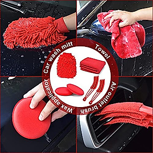 SJPLZQC 18Pcs Car Detailing Brush Set, Car Detailing Kit, Auto Detailing Drill Brush Set, Car Detailing Brushes, Car Wash Kit,Car Accessories,Car Cleaning Tools Kit for Interior,Exterior,Wheels