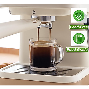 Espresso Cups Set of 2, 4 OZ Double Spouts Cups, Espresso Shot Glasses, Milk Cup with Handle, Clear Glass, Espresso Accessories for Espresso Machine