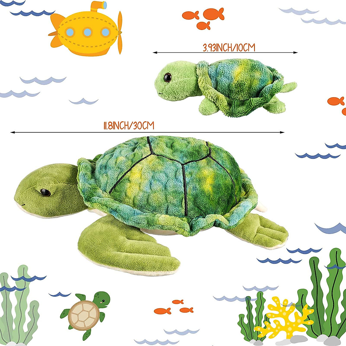 Aoriher 5 Pieces Plush Turtle Set 12 Inch Stuffed Sea Turtle Mom with 4 Little Plush Turtles Soft Plush Stuffed Animal Toys Tortoise Hugging for Birthday Party Favors Easter, Christmas (Cute Style)