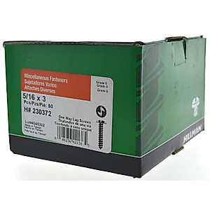 Hillman Heat-Treated One-Way Lag Screw 5/16" x 3", 230372, Black