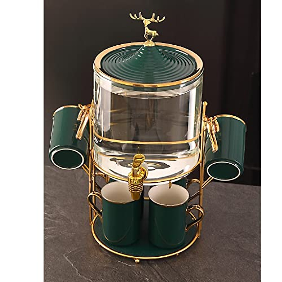 EVANEM with Faucet Glass Cool Kettle Living Room Ceramic Cup Set Tea Cup Set Fruit Tea Bucket Cold Kettle (Color : E, Size : As the picture shows)