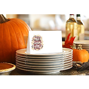 25 Pack Place Cards, Editable Name Cards for Table Seating, Thanksgiving Party, Fall Autumn Party Tent Style Cards for Baby Shower, Birthday Party, Party Decoration and Supplies-LE02