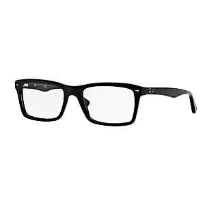 Ray-Ban RX5287 Square Prescription Eyewear Frames, Black/Demo Lens, 54 mm