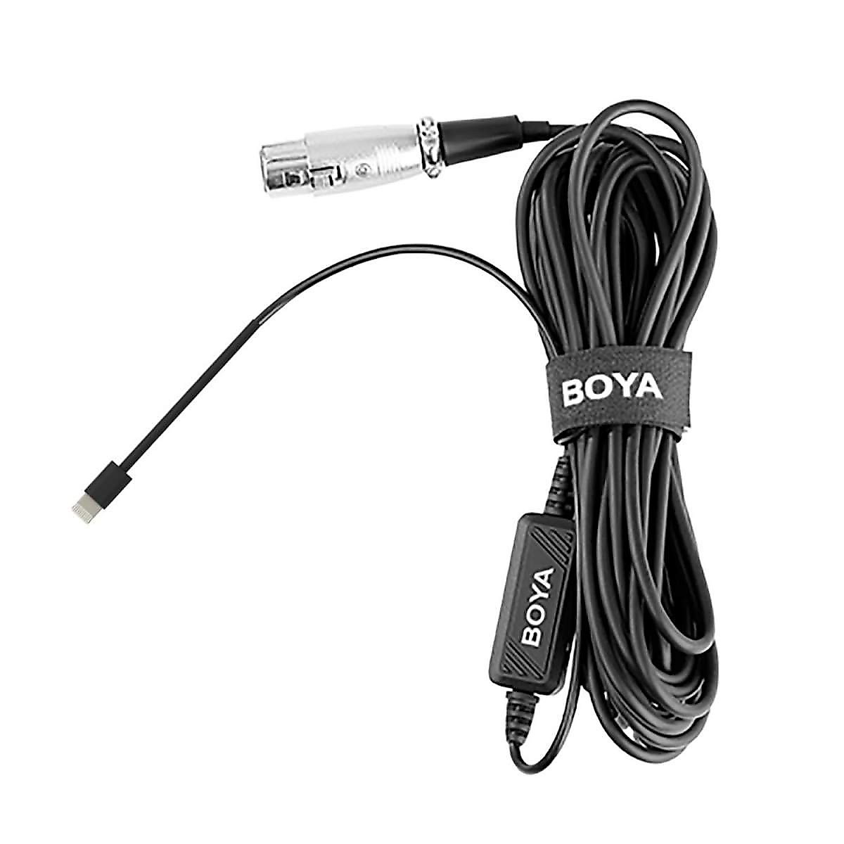 Boya by-BCA7 XLR to Lightning Microphone Cable with Integrated pre-Amplifier to Connect XLR Dynamic Microphones to Apple iPhone and iPad