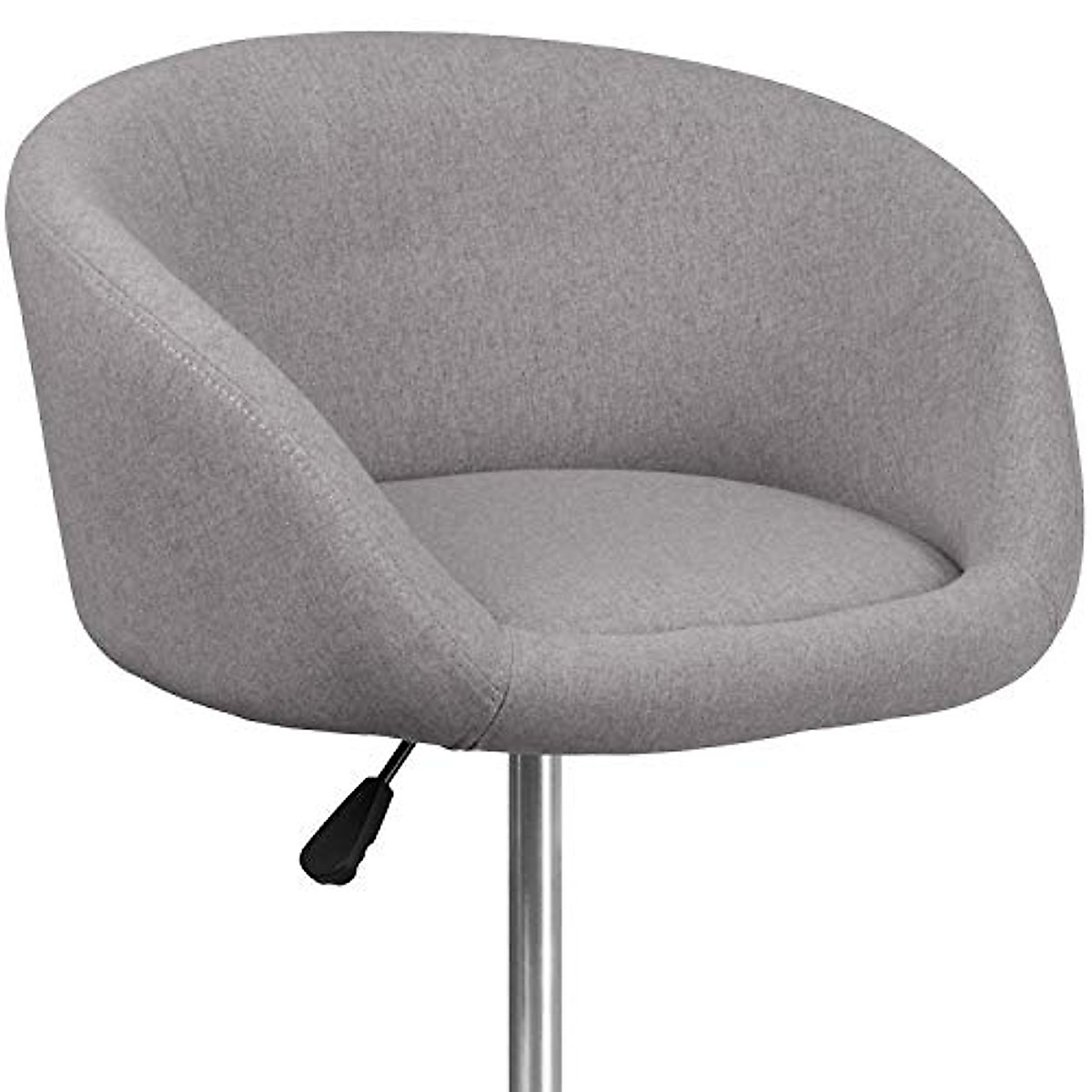 Flash Furniture Luis Contemporary Gray Fabric Adjustable Height Barstool with Barrel Back and Chrome Base