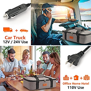 Food Warmer Electric Casserole Carrier - Large Heated Lunch Bag for Car Truck, 12V/24V/110V, Thermos for hot food for Potluck Cookouts Parties Picnic,Lasagna Lugger,Fits 9"x13" Baking Pan