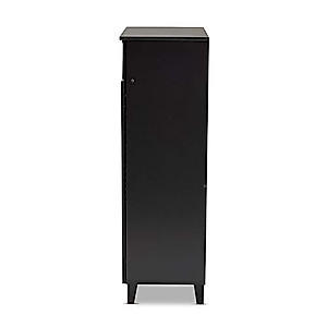 BOWERY HILL Wood 5-Shelf and Drawer Shoe Cabinet in Dark Gray