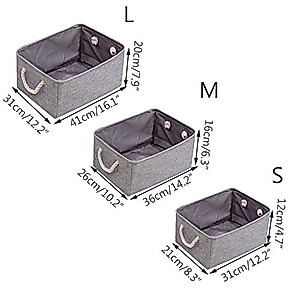 Dingtuo Storage Bins Foldable Organizer Containers with Handles Storage Basket Cube Set of 3 Gray M 14.2x10.2x6.3in