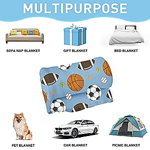 Sports Blanket for Boys Girls Soft Warm Lightweight Flannel Plush Basketball Baseball Football SoccerThrow Blanket Sport Gifts for Kids Teen Adults All Season Sofa Bed Living Room Home Decor 40"x50"