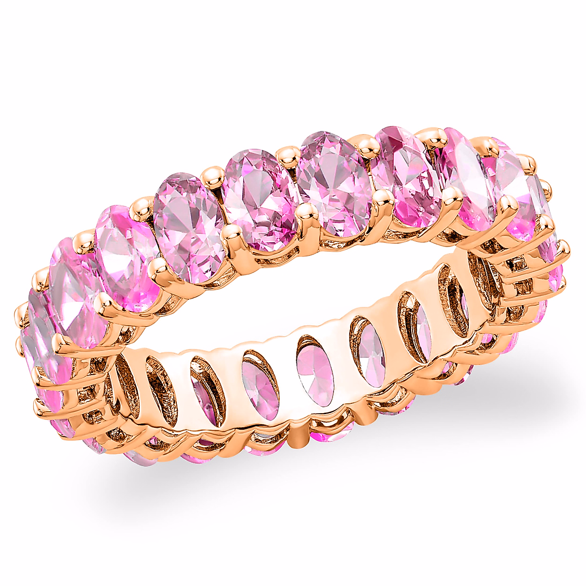 5.7ct Natural Pink Sapphire Eternity Ring 18kt Rose Gold Band for Women Size 4.5 to 8 | Ideal for Weddings, Engagement, Bridal Set, Valentine’s Day, Anniversary & Birthday Gift (4.5, Pink-Sapphire)