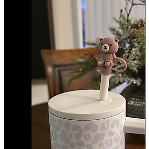 Straw Cover Cap for Stanley Cup,Silicone Bear Straw Toppers Compatible with Stanley Cup 30&40 Oz Tumbler,10mm Dust-Proof Reusable Straw Tips Lids for Stanley Cup Accessories